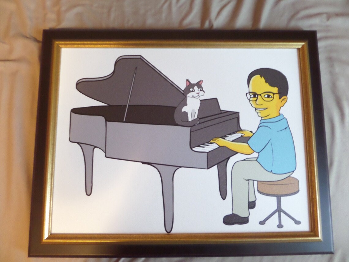 Pianist Gift Portrait as Cartoon Character / Keyboardist - Etsy