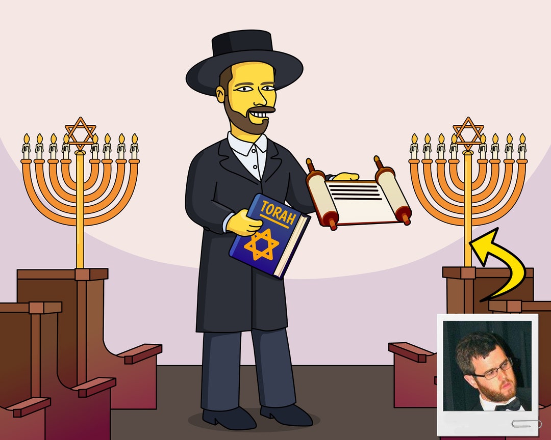 Rabbi Gift - Custom Portrait From Photo as Yellow Character, Rabbis - Etsy