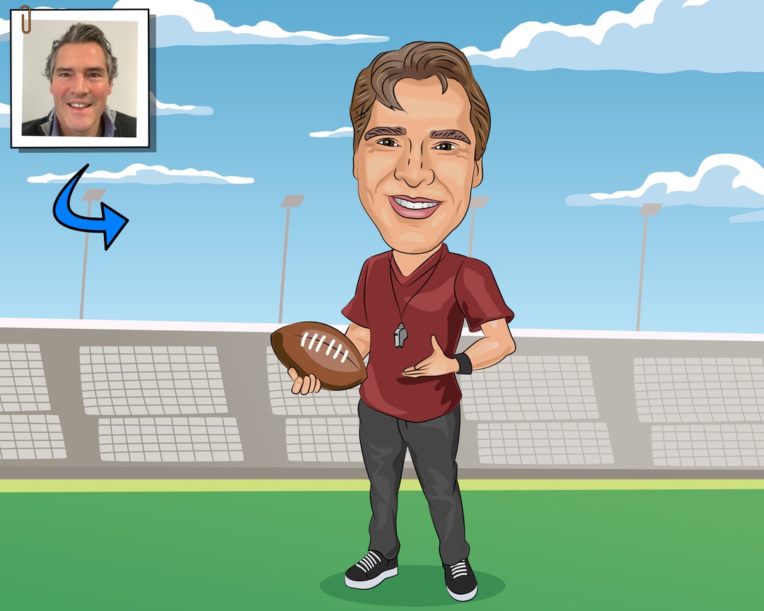 Football Coach Gift - Custom Caricature From Photo - Etsy