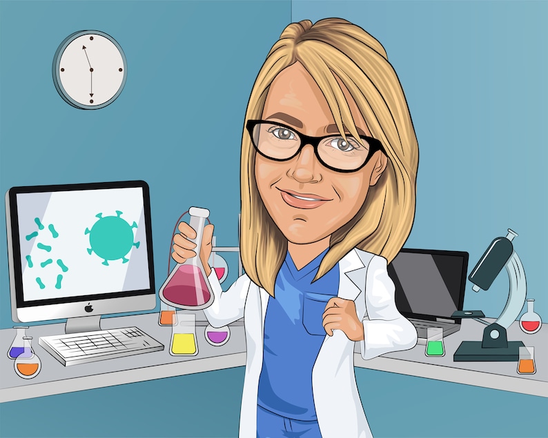 Pathologist Gift - Custom Caricature From Photo / Pathology Gift - Etsy