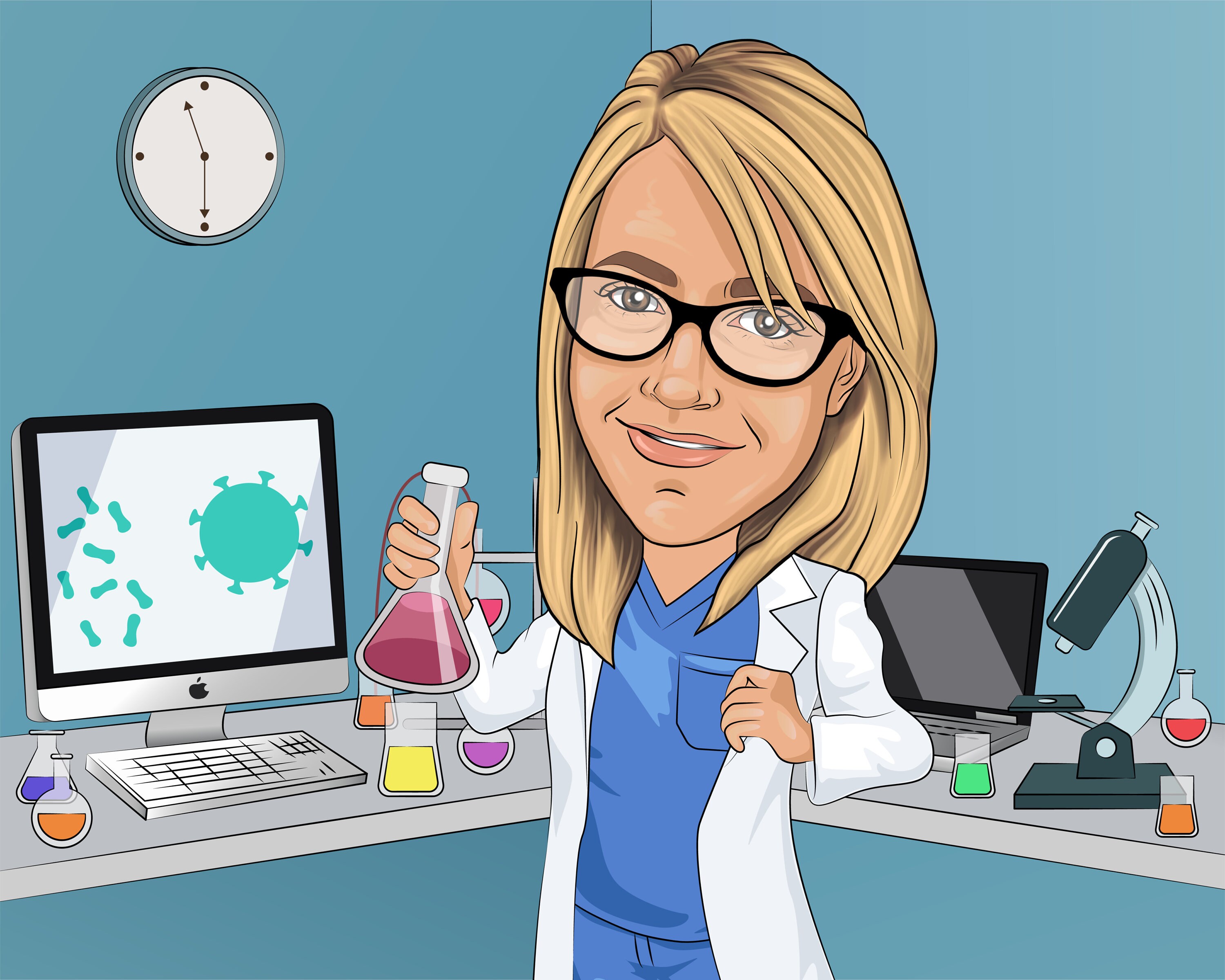 Pathologist Gift - Custom Caricature From Photo / Pathology Gift - Etsy