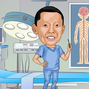 Neurosurgeon Gift - Custom Caricature Portrait From Your Photo ...
