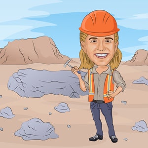 Geologist Gift - Custom Caricature Portrait From Your Photo / Earth ...
