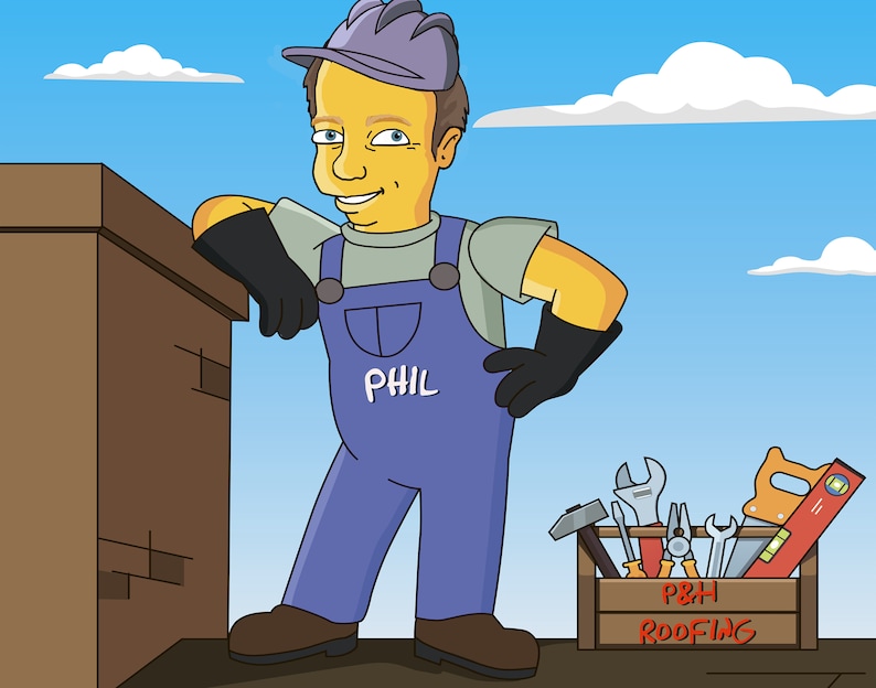 Roofer Gift Custom Portrait from your Photo as Yellow | Etsy