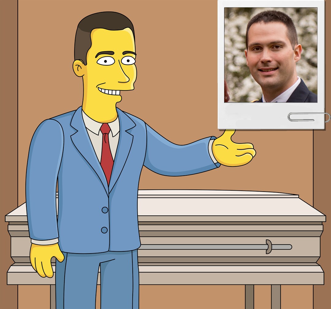 Mortician Gift Custom Portrait From Photo as Yellow Character / Funeral ...