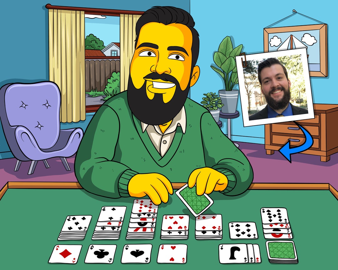 Solitaire Player Gift - Custom Portrait From Photo as Yellow Character ...
