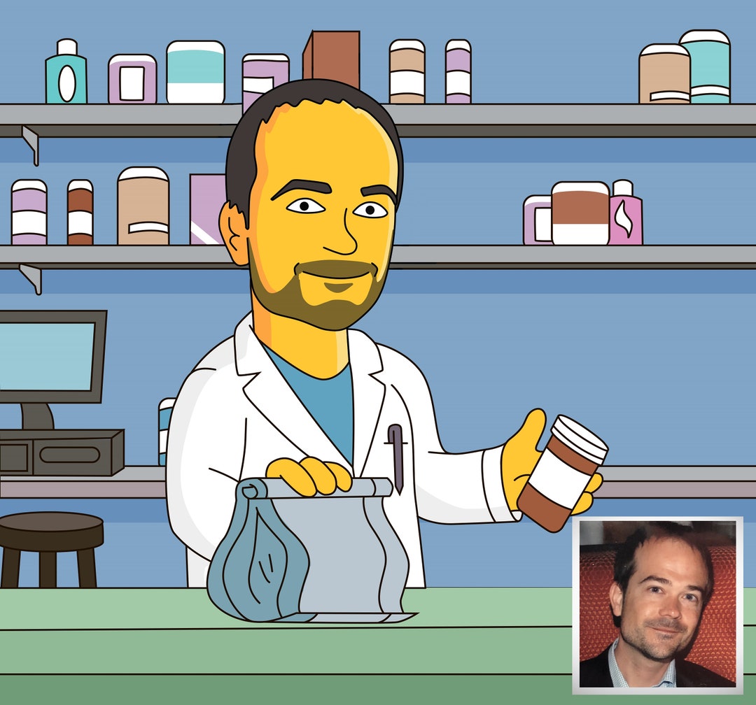 Pharmacist Gift Custom Portrait From Photo as Cartoon Character ...
