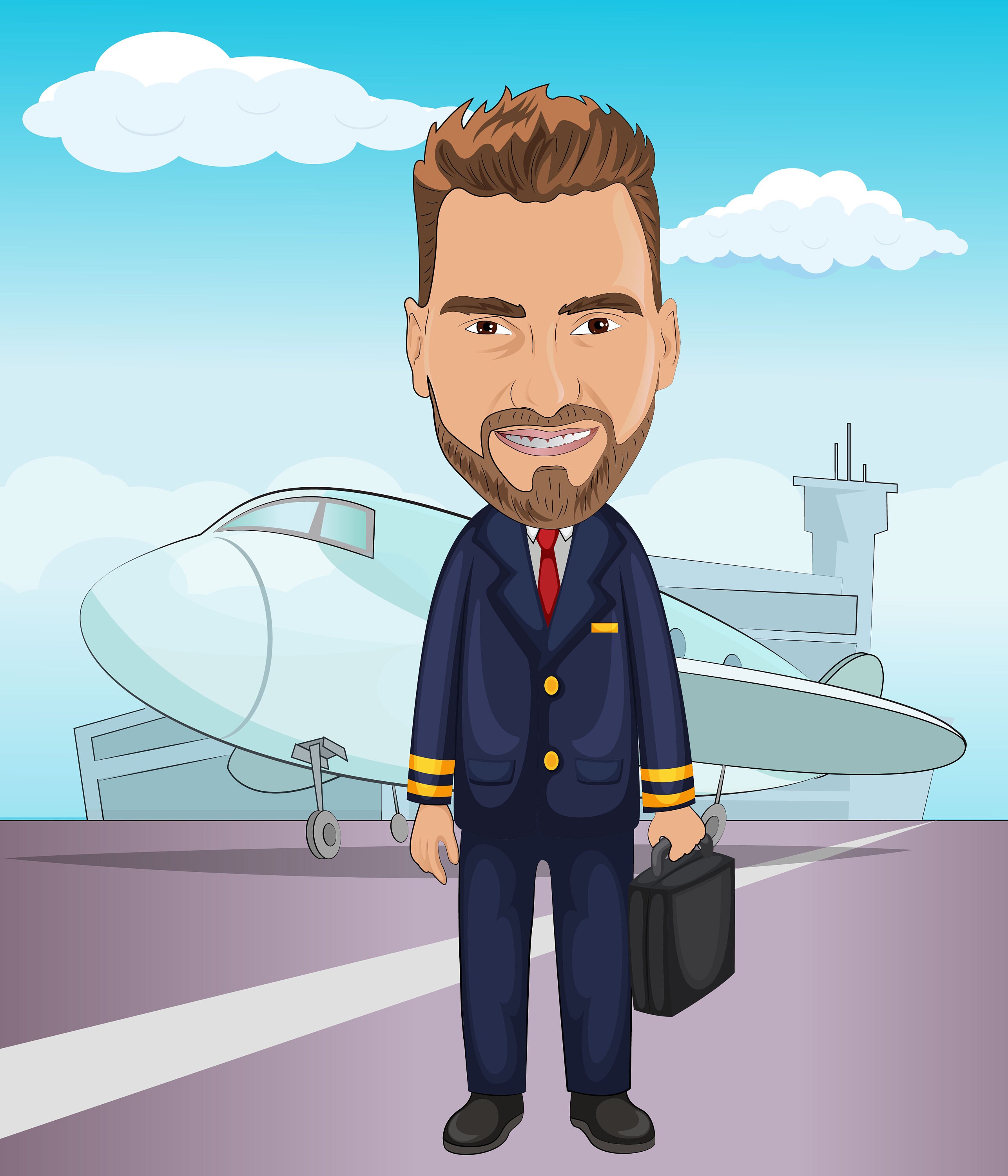 Airline Pilot Gift - Custom Caricature Portrait From Your Photo, Gifts ...