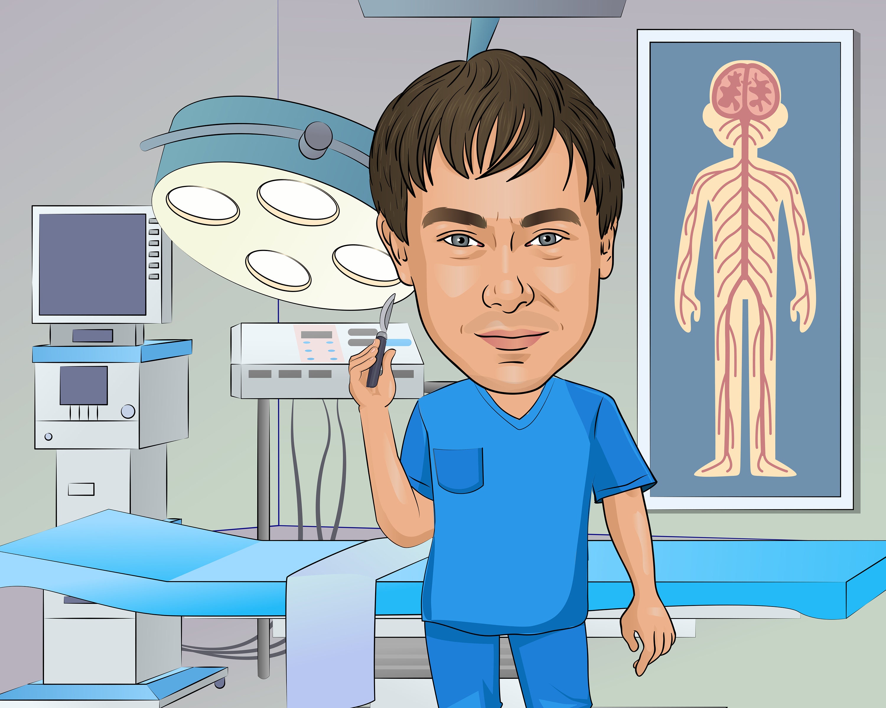 Neurosurgeon Gift - Custom Caricature Portrait From Your Photo ...