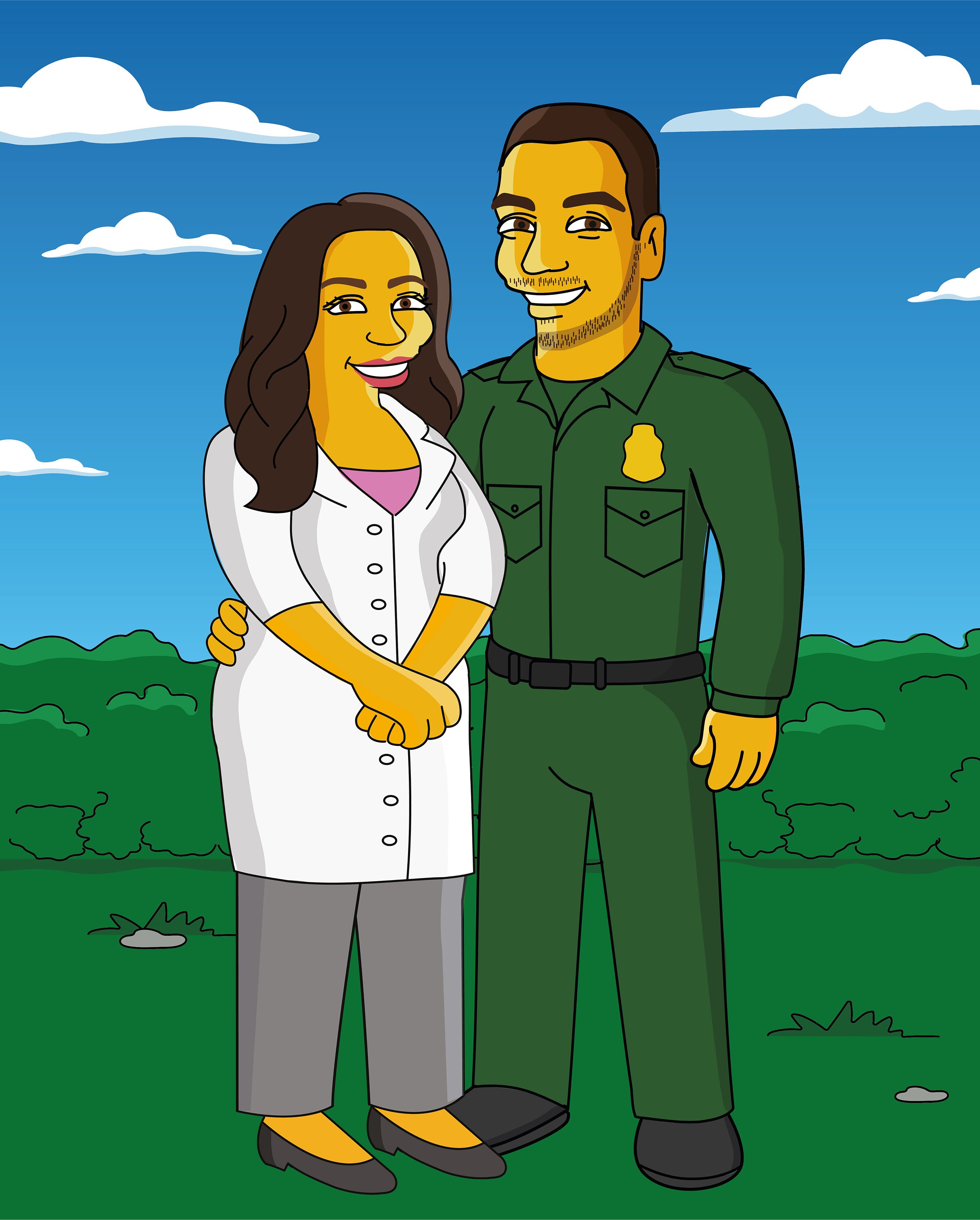 Cop and Nurse Gift - Custom Portrait as Cartoon Characters / Police and ...
