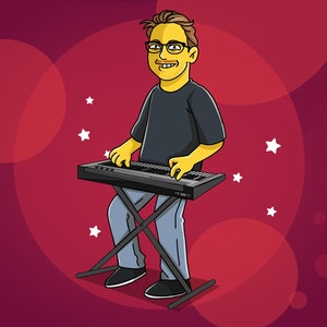 Keyboard Player Gift - Portrait as Cartoon Character / Keyboardist Gift ...
