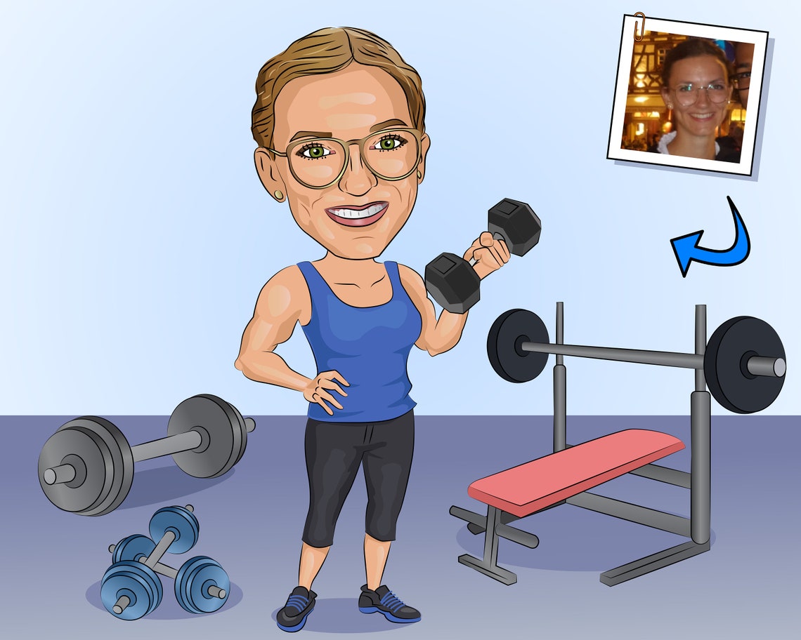 Personal Trainer Gift Custom Caricature Portrait From Your | Etsy