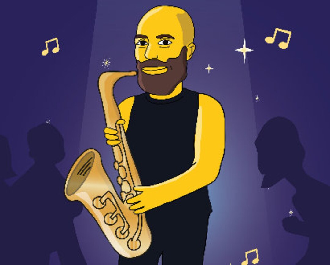 Jazzman Gift - Portrait as Cartoon Character / Jazz Musician Gift ...