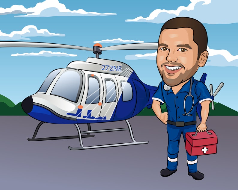 Flight Medic Gift Custom Caricature Portrait From Your Photo - Etsy