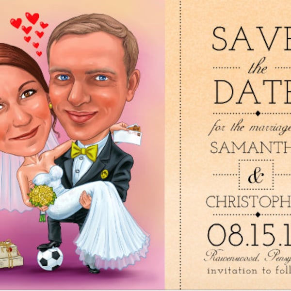 Cartoon Save the Date - Etsy