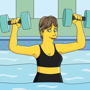 Water Aerobics Gift Custom Cartoon Portrait From Photo / Aquafit Gift ...