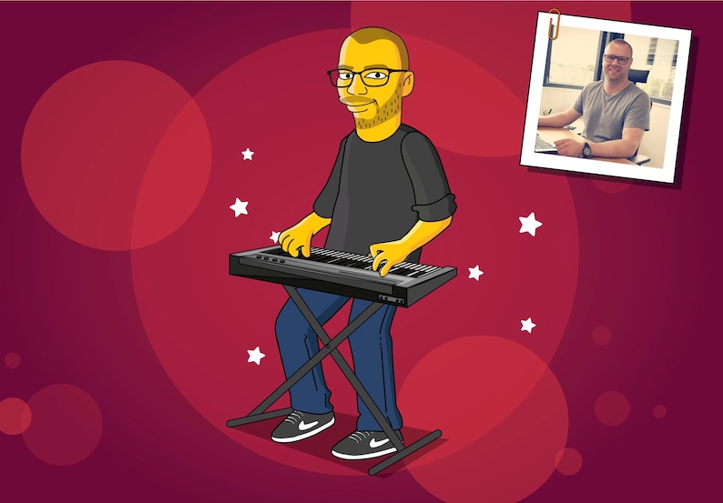 Keyboard Player Gift Portrait as Cartoon Character / | Etsy