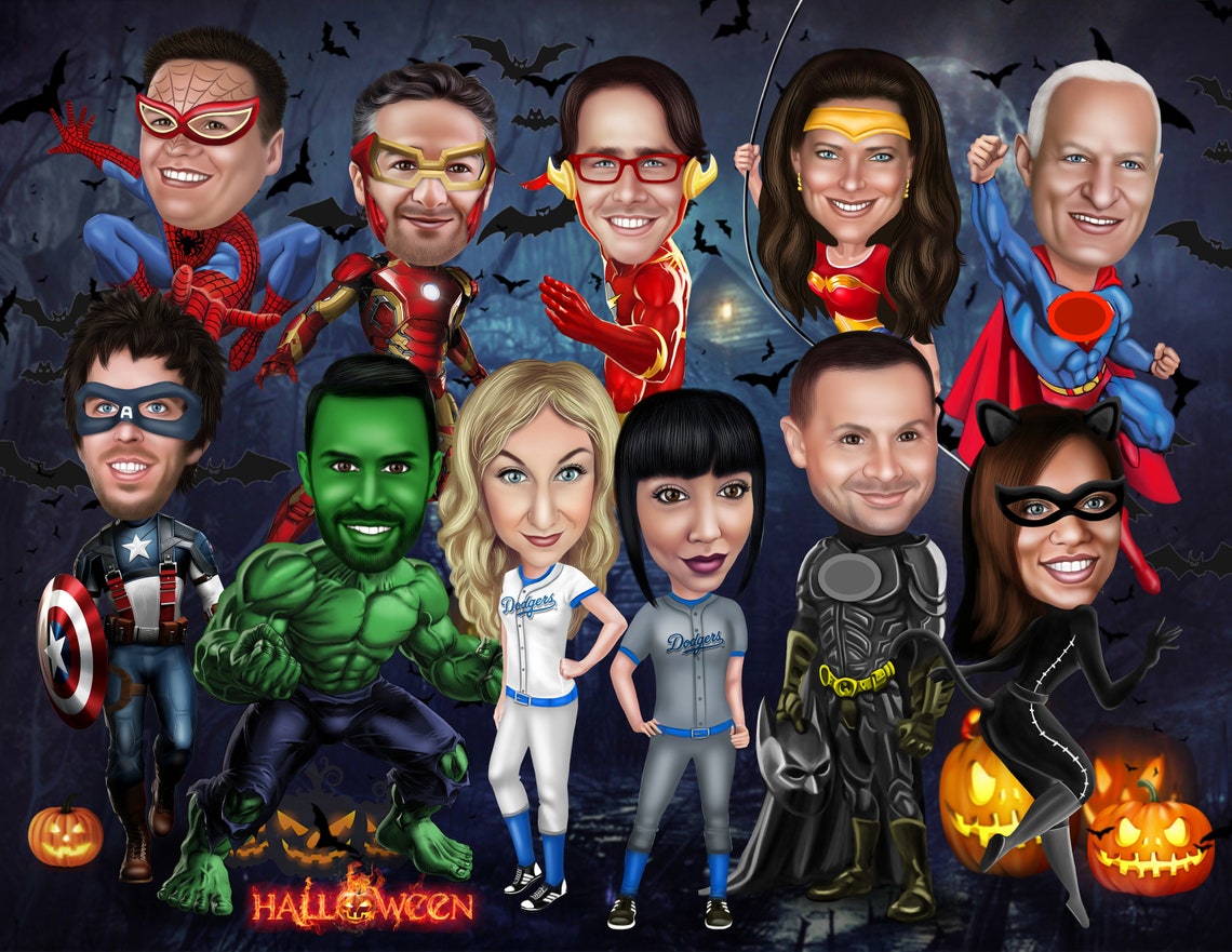Group Superhero Portrait From Your Photos / Funny Coworkers Superheroes ...