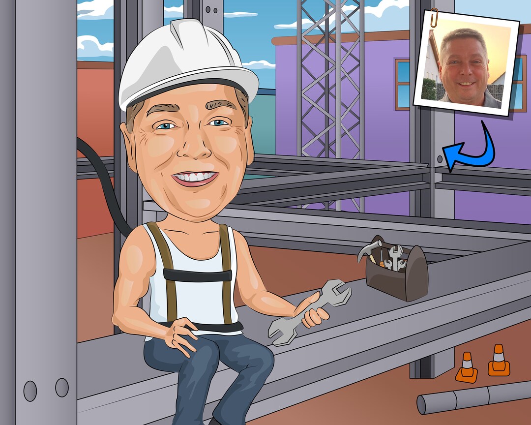 Ironworker Gift - Custom Caricature Portrait From Your Photo ...