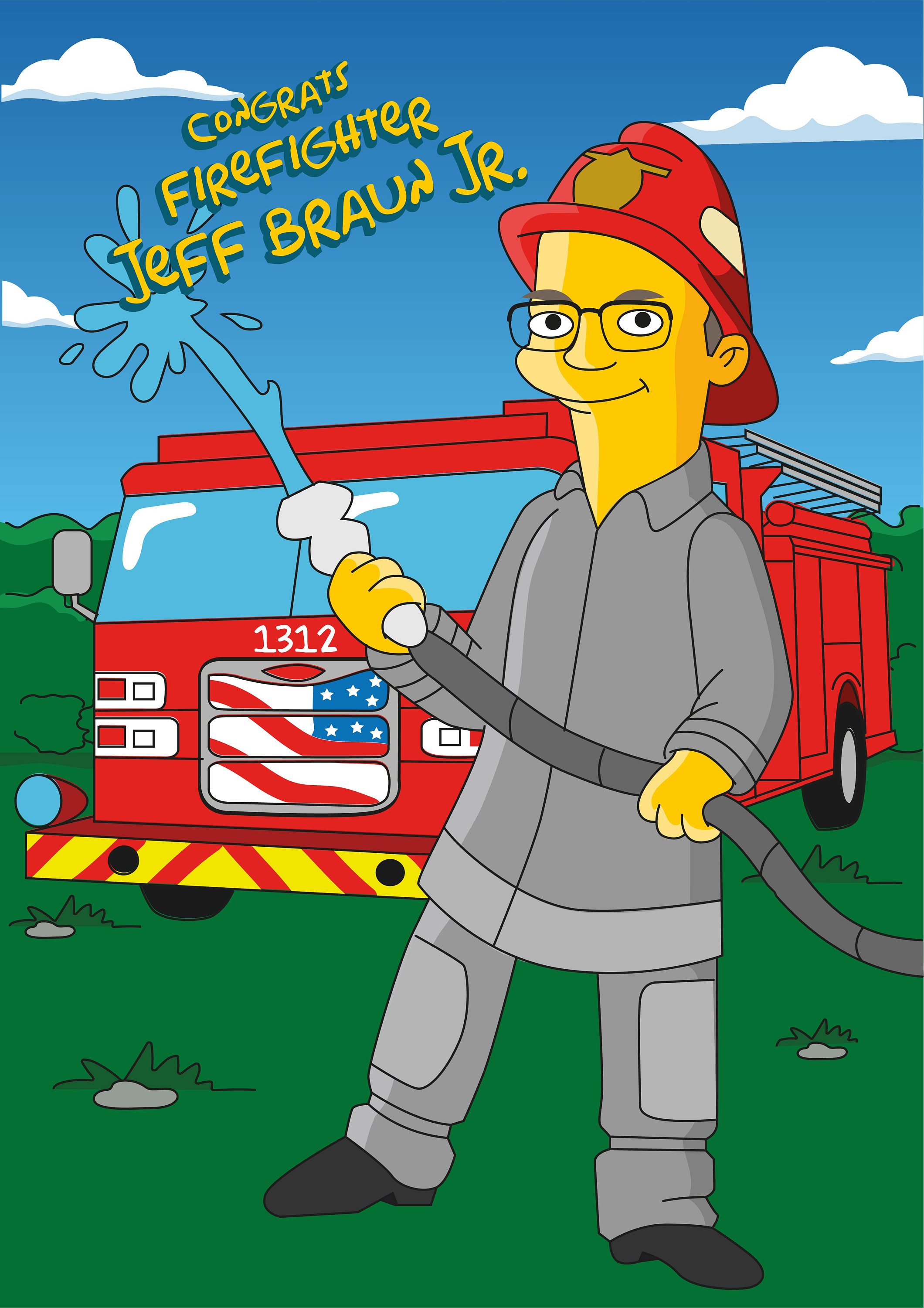 Fire Chief Gift Custom Portrait as Yellow Cartoon Character - Etsy