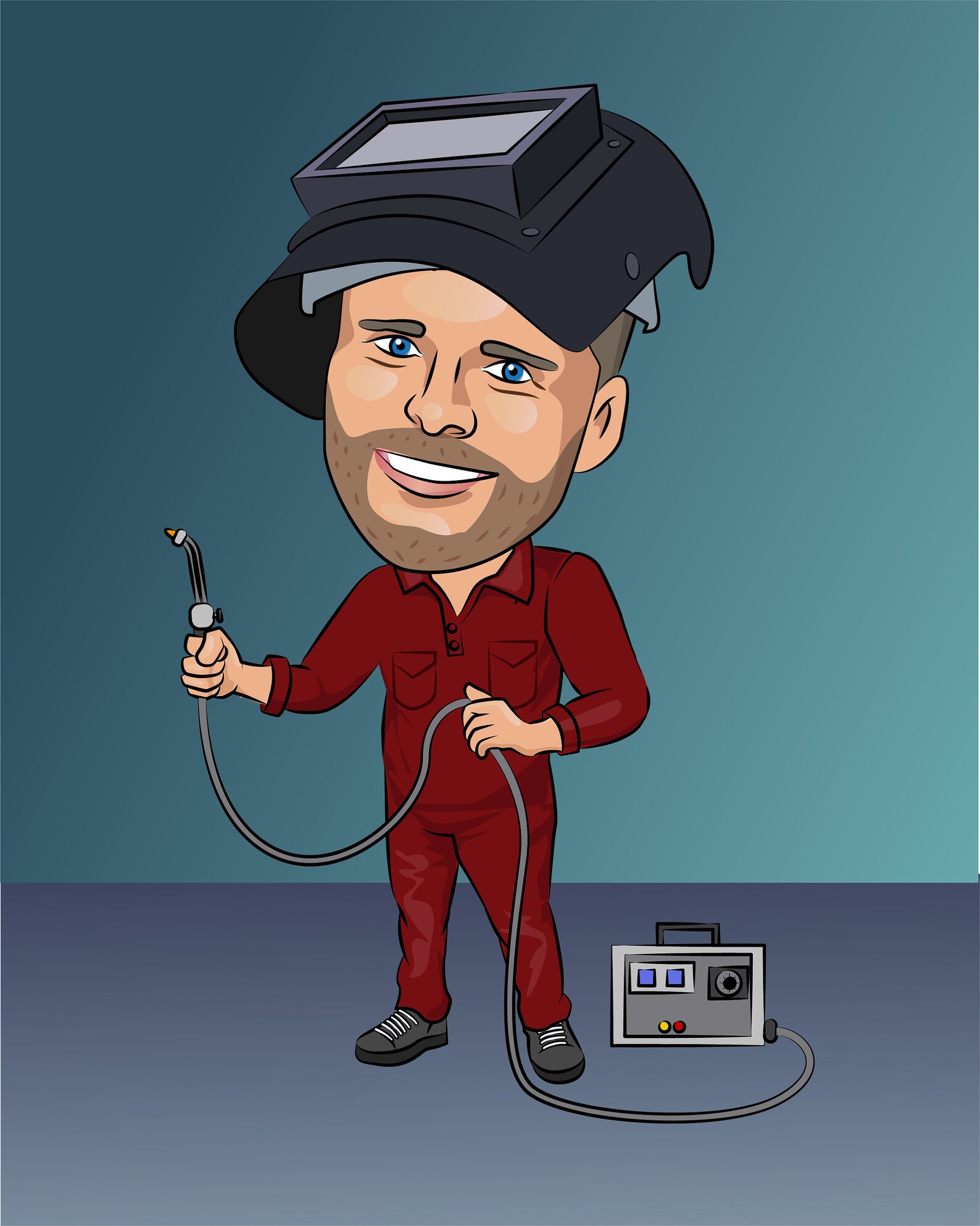 Welder Gift Custom Caricature Portrait From Your Photo / - Etsy