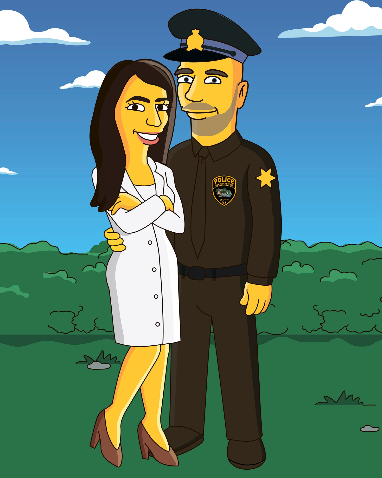 Cop and Nurse Gift - Custom Portrait as Cartoon Characters / Police and ...