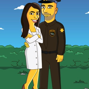 Cop and Nurse Gift - Custom Portrait as Cartoon Characters / Police and ...