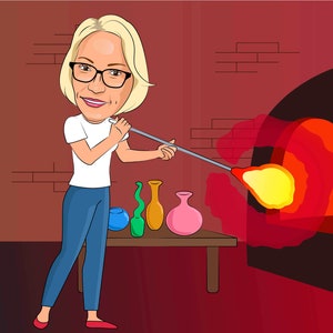 Glass Blower Gift - Cartoon Caricature Portrait From Photo ...