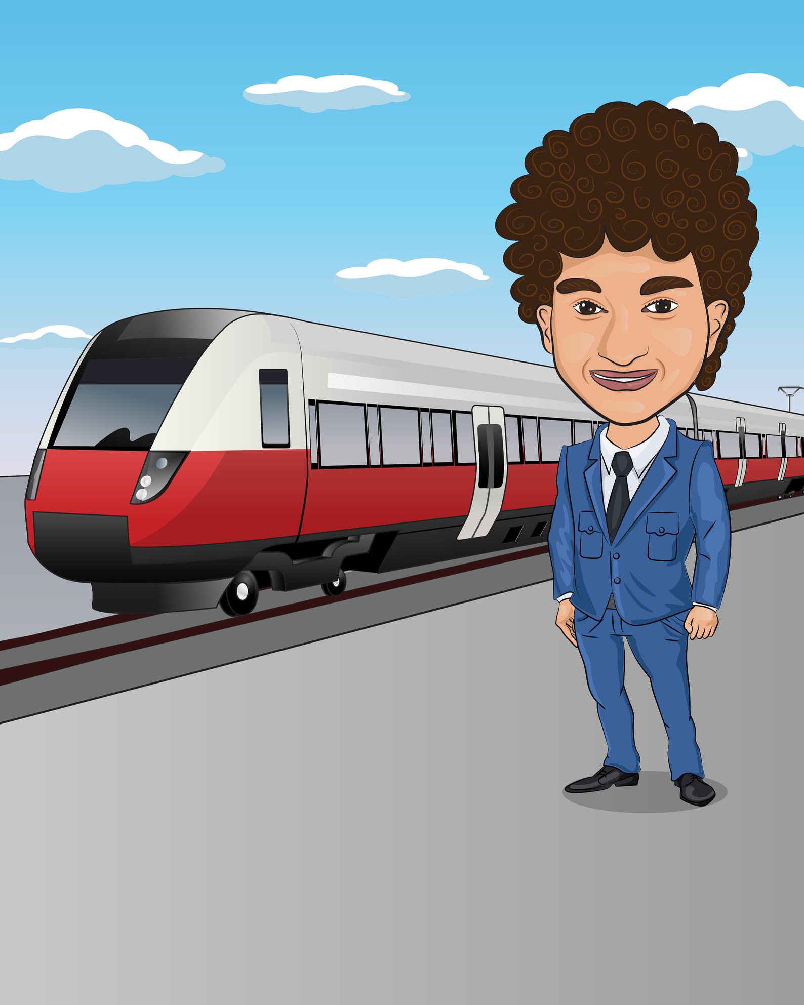 Train Operator Gift Custom Caricature From Photo Train | Etsy