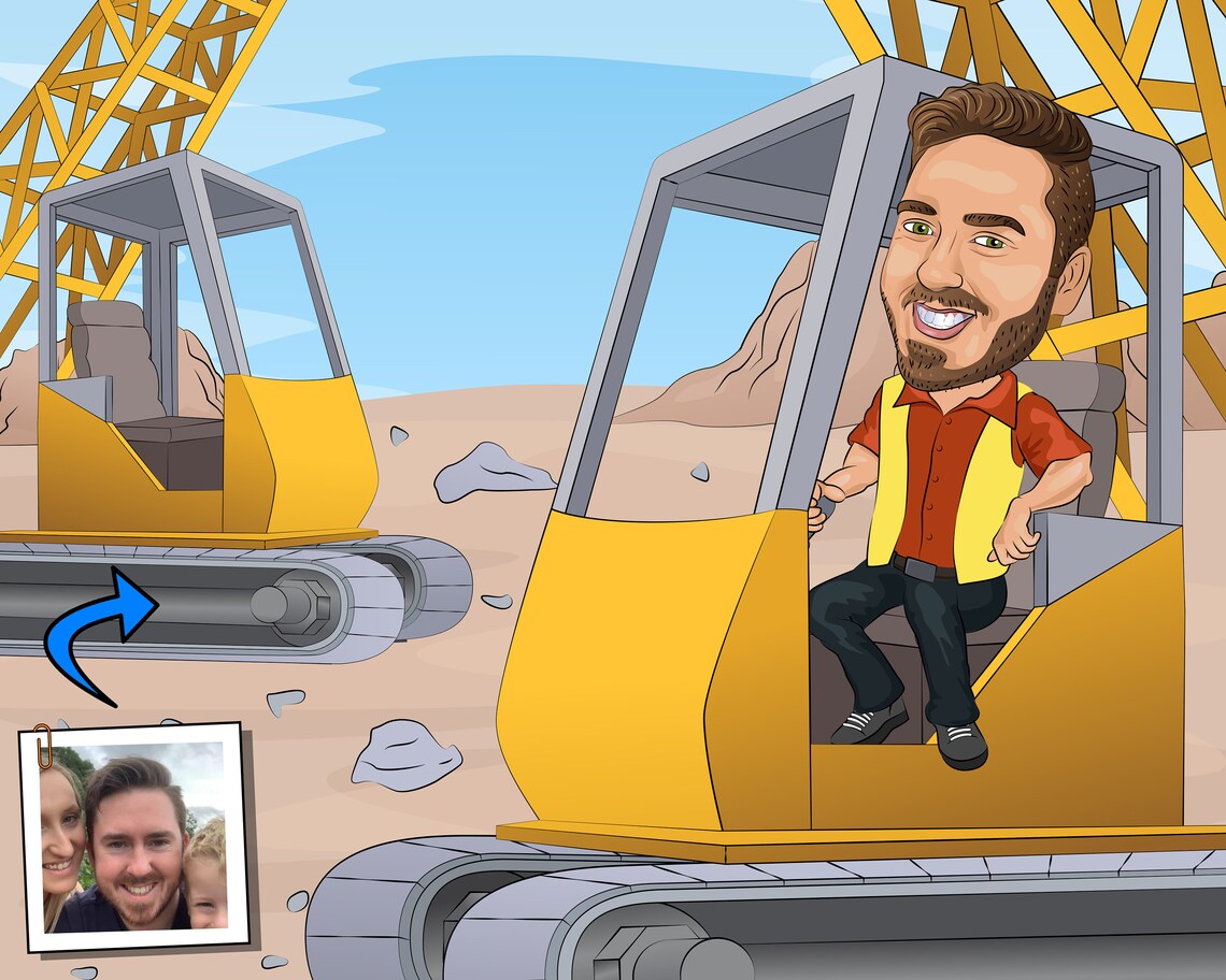 Crane Operator Gift Custom Caricature Portrait From Your - Etsy
