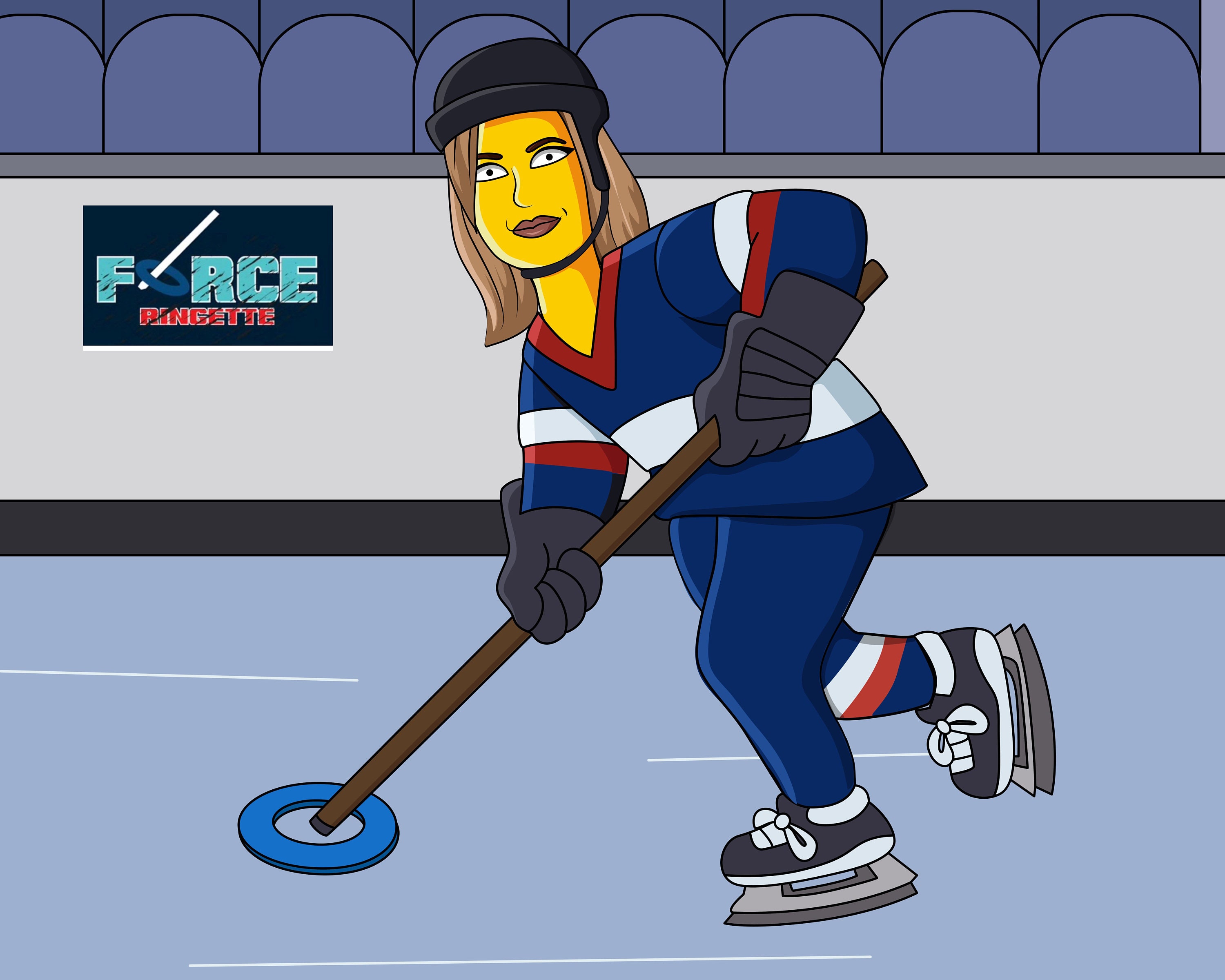 Ringette Player Gift - Custom Portrait From Photo as Yellow Character ...