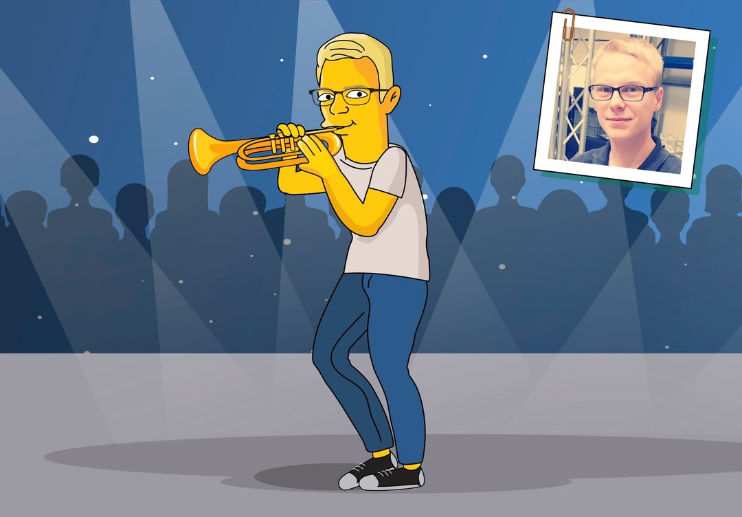 Trumpeter Gift - Portrait as Cartoon Character / Cornetist Gift ...