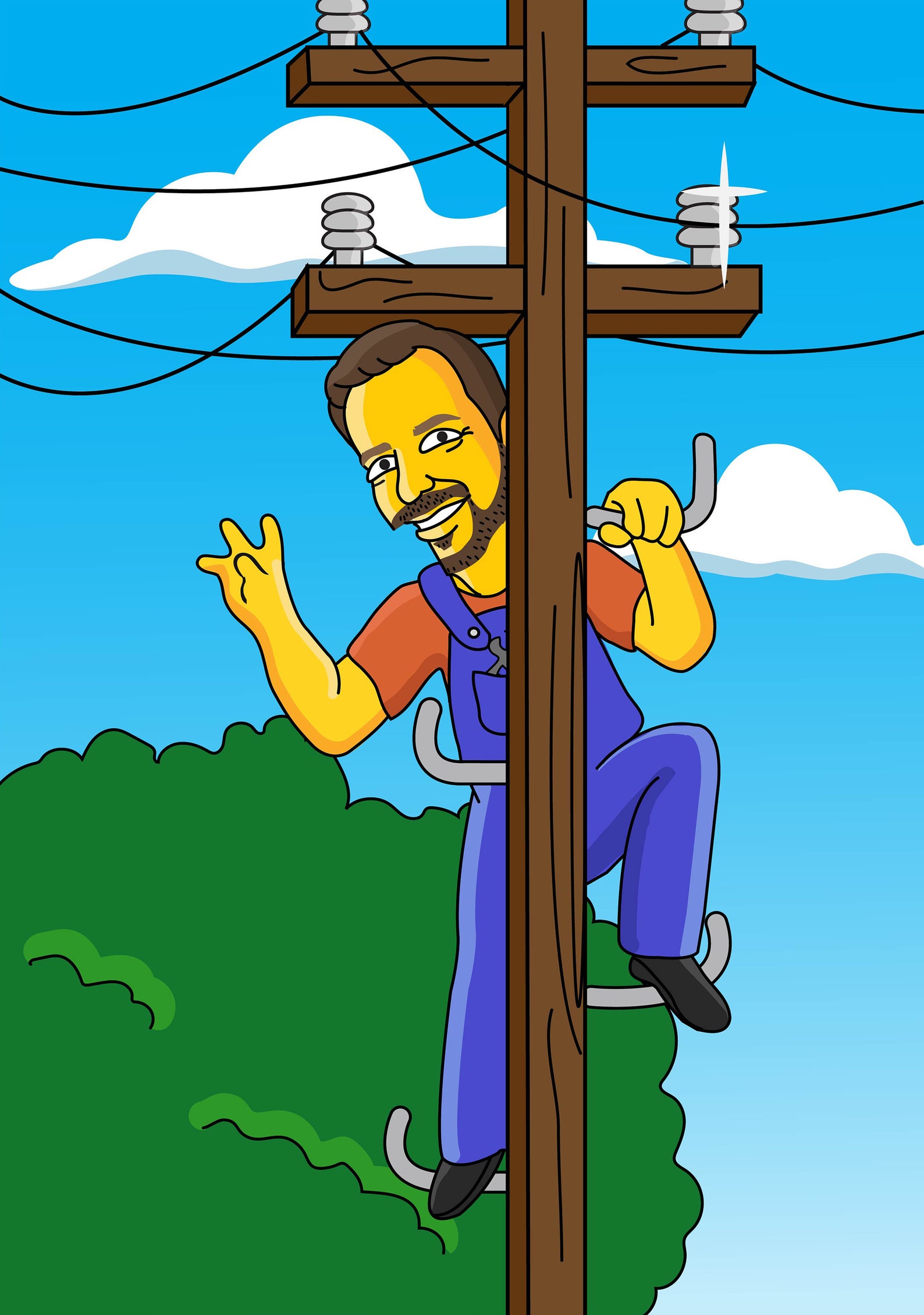 Lineman Gift Custom Portrait as Yellow Cartoon Character / - Etsy