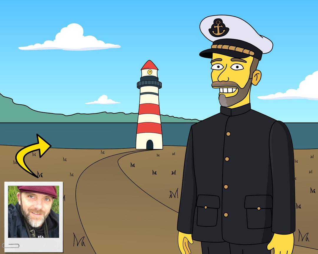 Custom Lighthouse Keeper Portrait: Yellow Cartoon Character Art ...