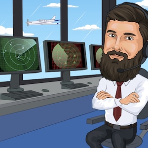 Air Traffic Controller Gift - Custom Caricature Portrait From Your ...