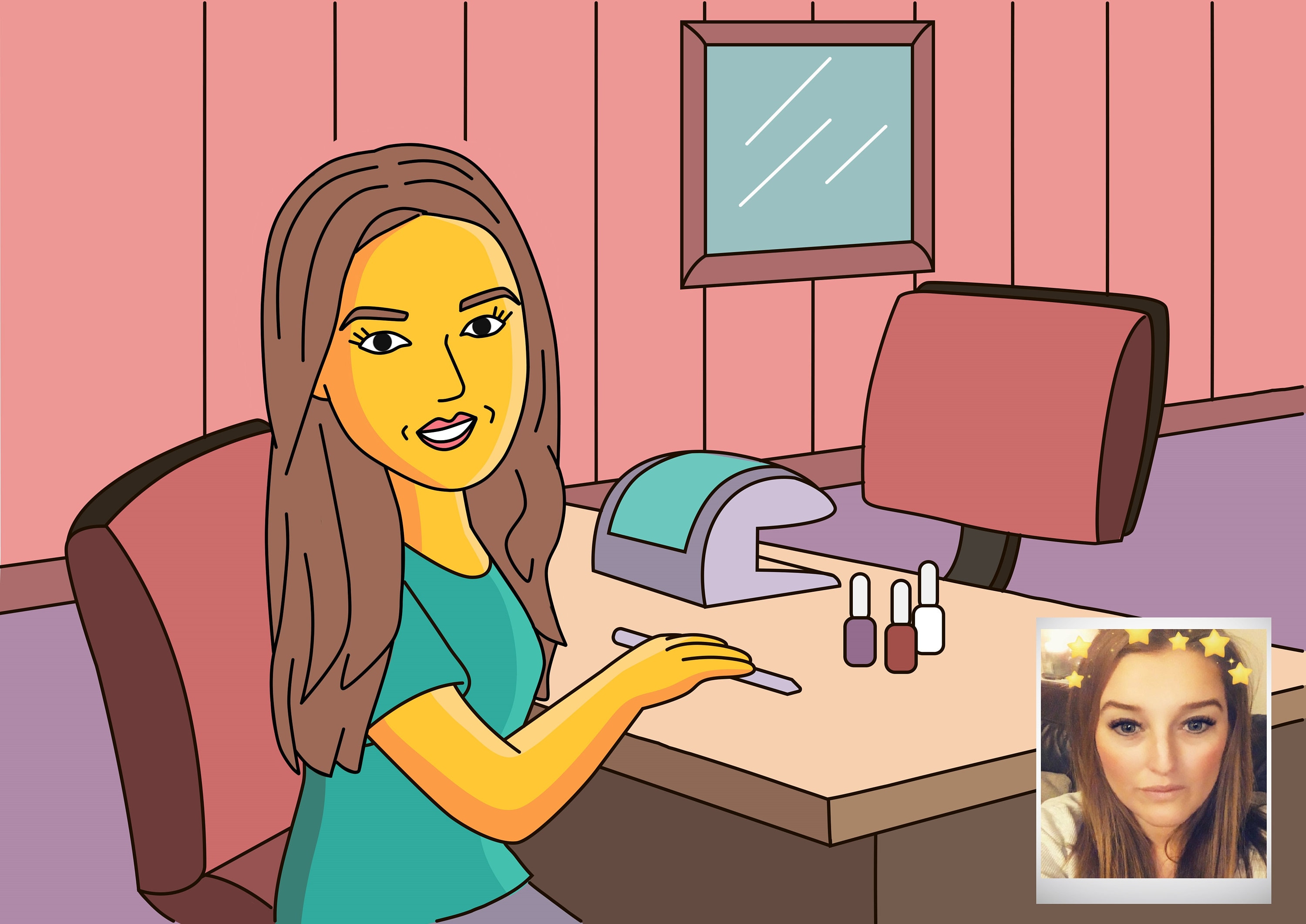 Manicurist Gift - Custom Portrait as Cartoon Character / Nail Artist ...