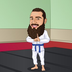 Jiu Jitsu Gift - Custom Caricature Portrait From Your Photo / Bjj Gift ...
