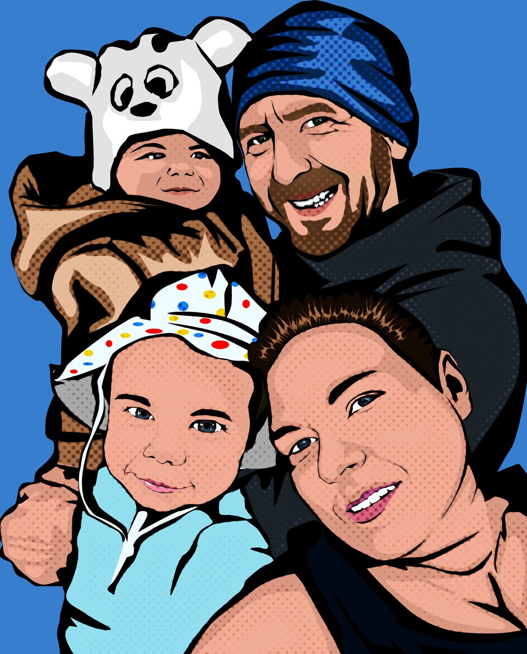 Family Pop Art Portrait From Your Photo / Family Andy Warhol Style ...