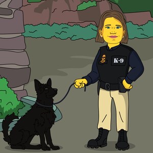 Custom K9 Officer Cartoon Portrait: Unique Police Dog Handler Gift ...