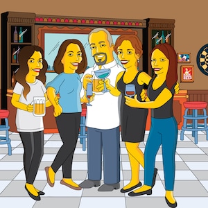 GROUP Portrait as Yellow Characters / Coworkers Cartoon Portrait ...