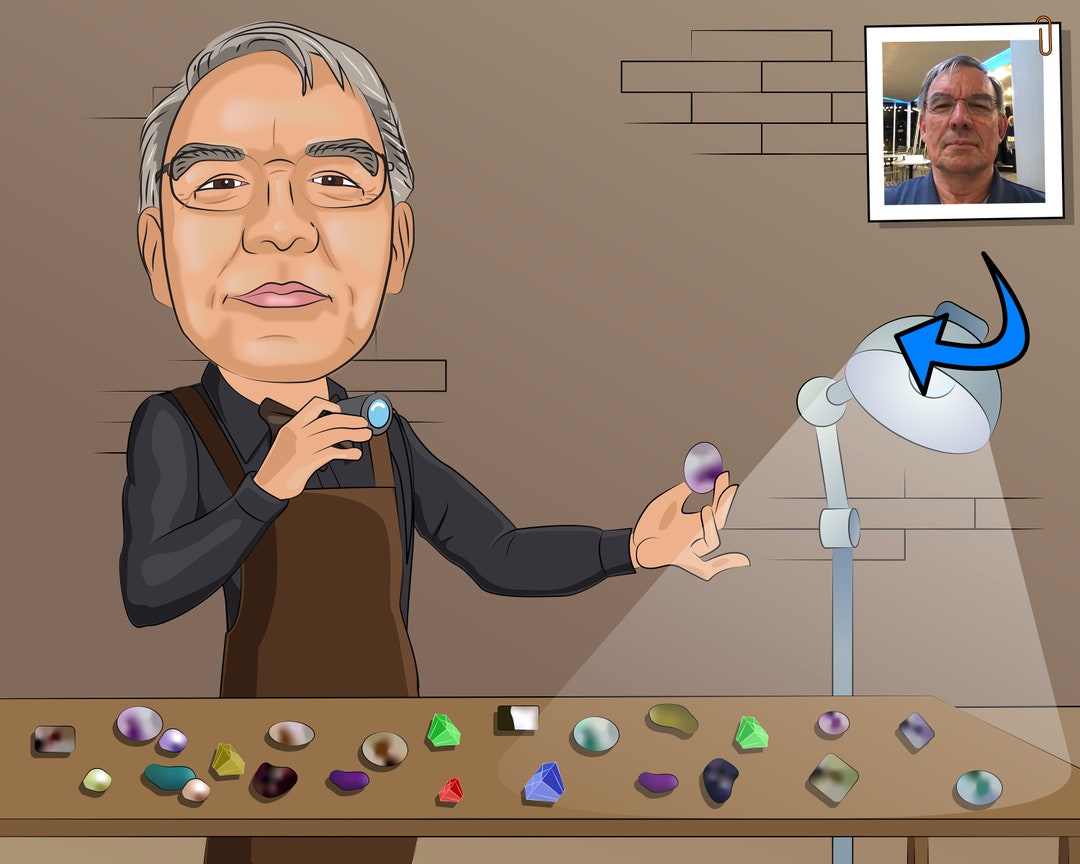 Gemologist Gift - Custom Caricature From Photo, Gemology, Mineralogy - Etsy
