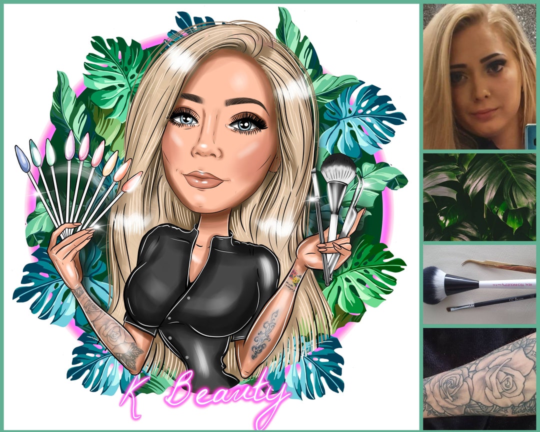Custom Cartoon Nail Tech Logo Design: Personalized Business Portrait - Etsy