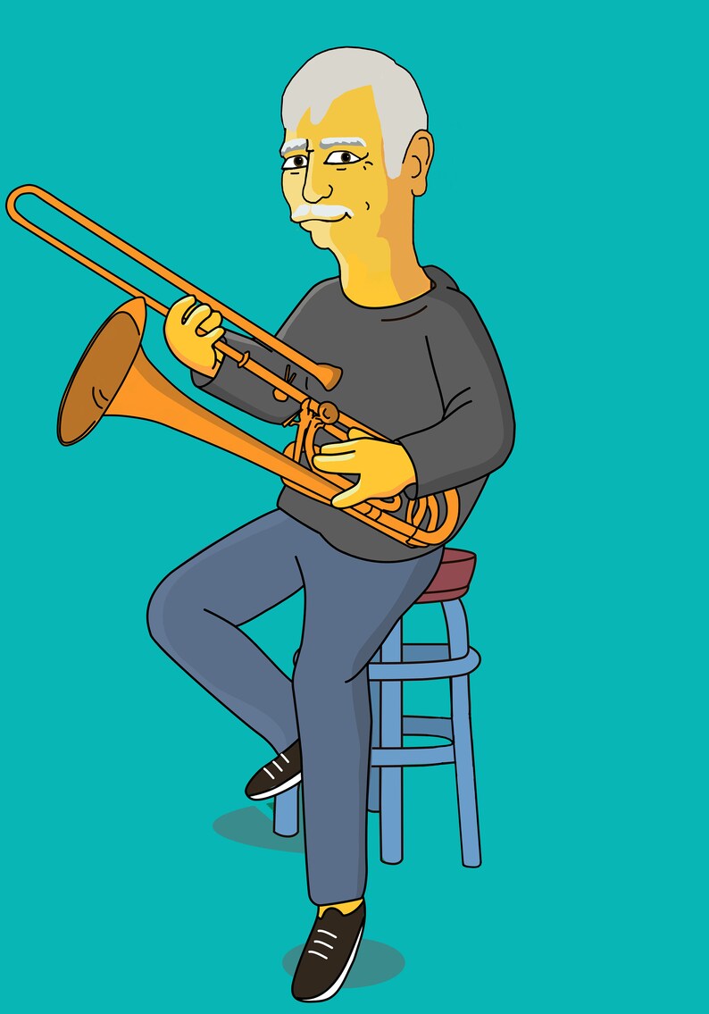 Trombonist Gift Portrait as Cartoon Character / Trombone | Etsy