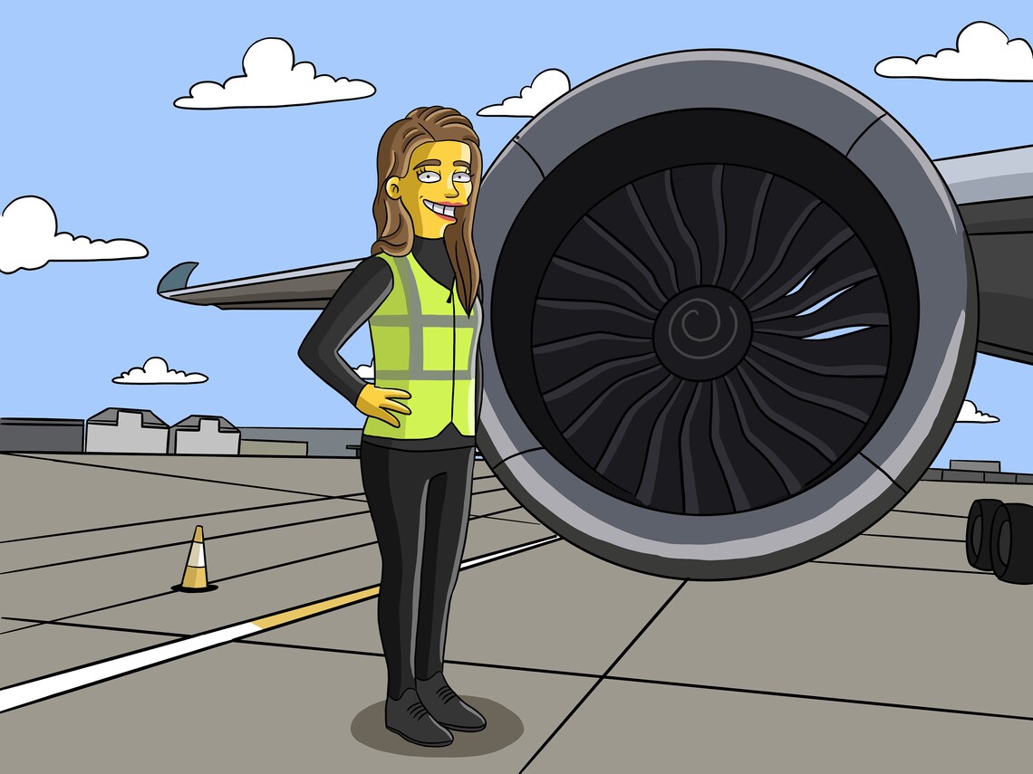 Aerospace Engineer Gift Custom Portrait as Yellow Cartoon - Etsy