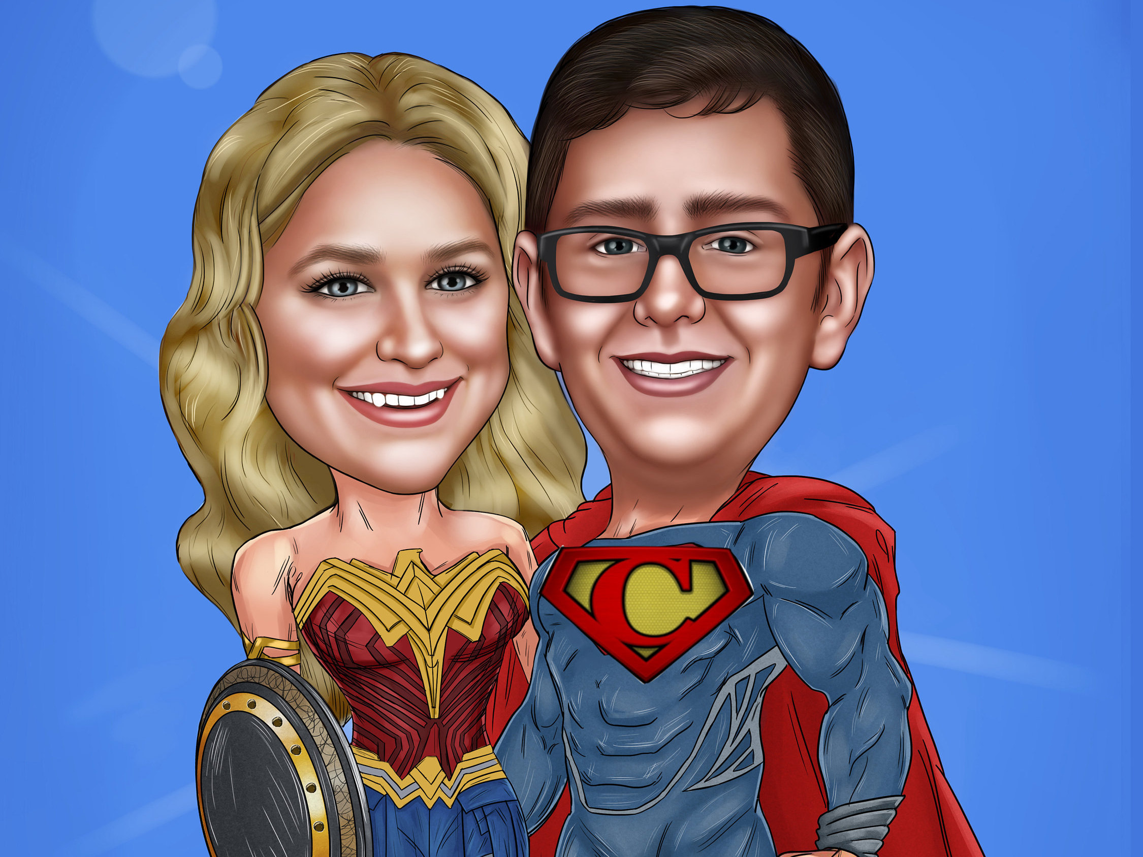 Drawing & Illustration Couple Custom Comics Superhero Portrait From ...