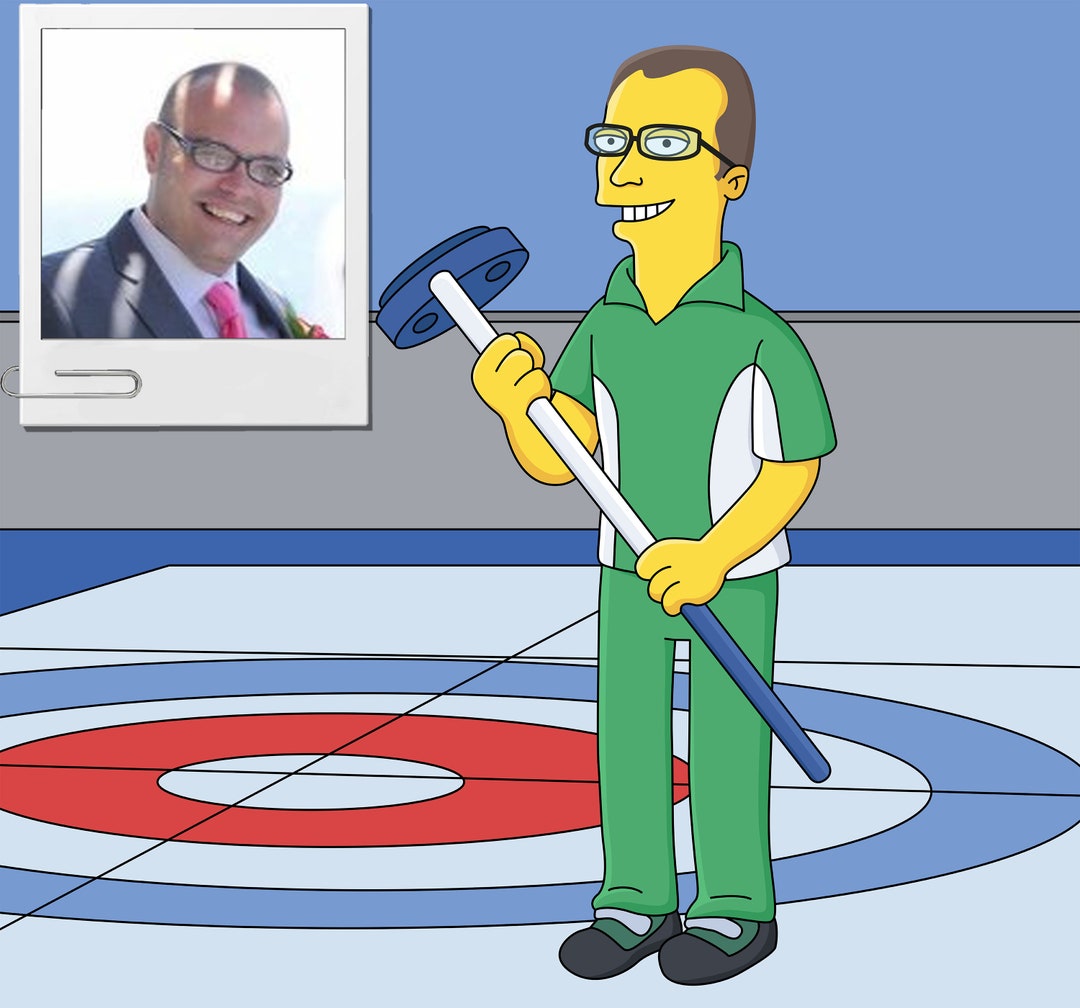 Curling Player Gift Custom Cartoon Portrait From Photo / Curling Coach ...