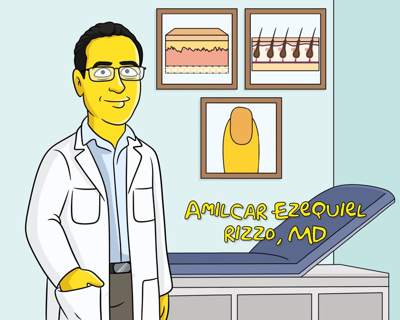 Dermatologist Gift - Custom Portrait as Cartoon Character / Skin Doctor ...