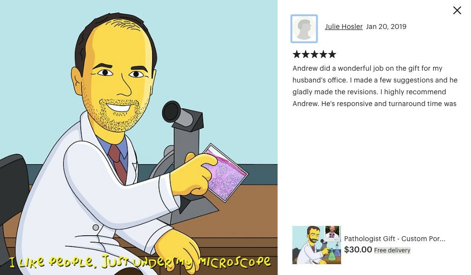 Pathologist Gift Custom Portrait as Cartoon Character / | Etsy