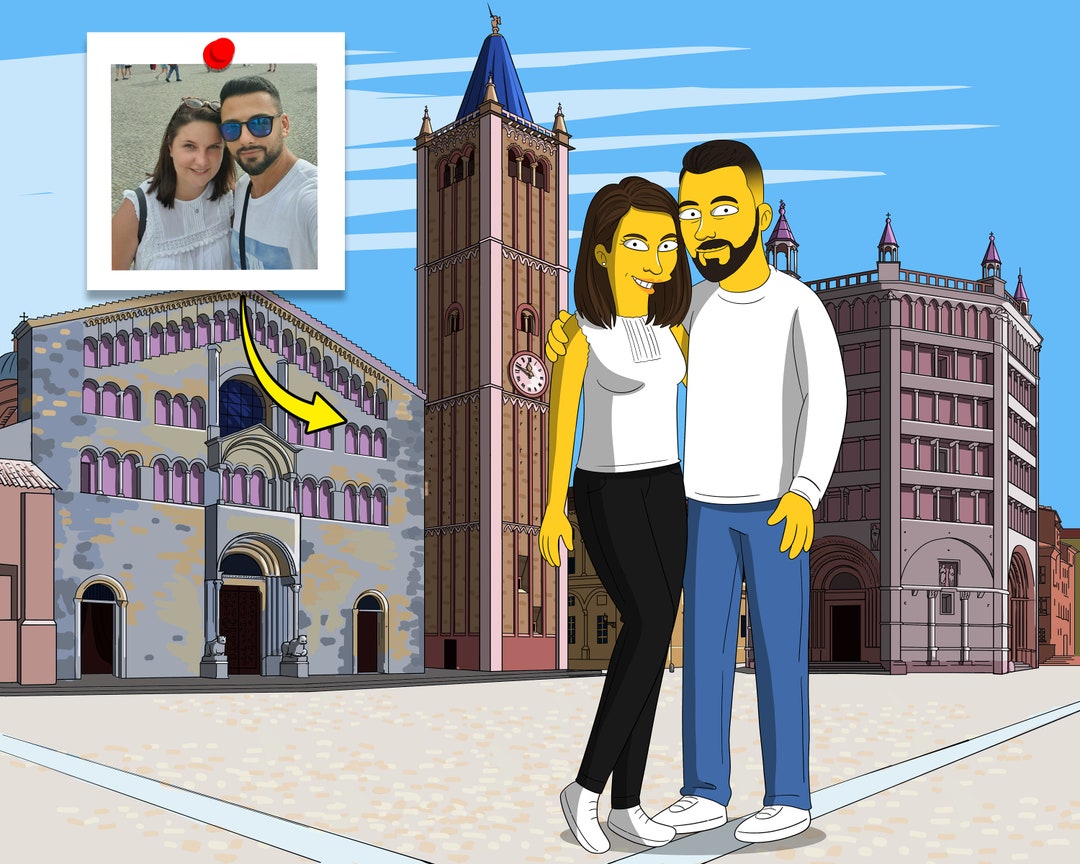 Custom Yellow Cartoon Portrait: Parma City Background (digital File) - Etsy