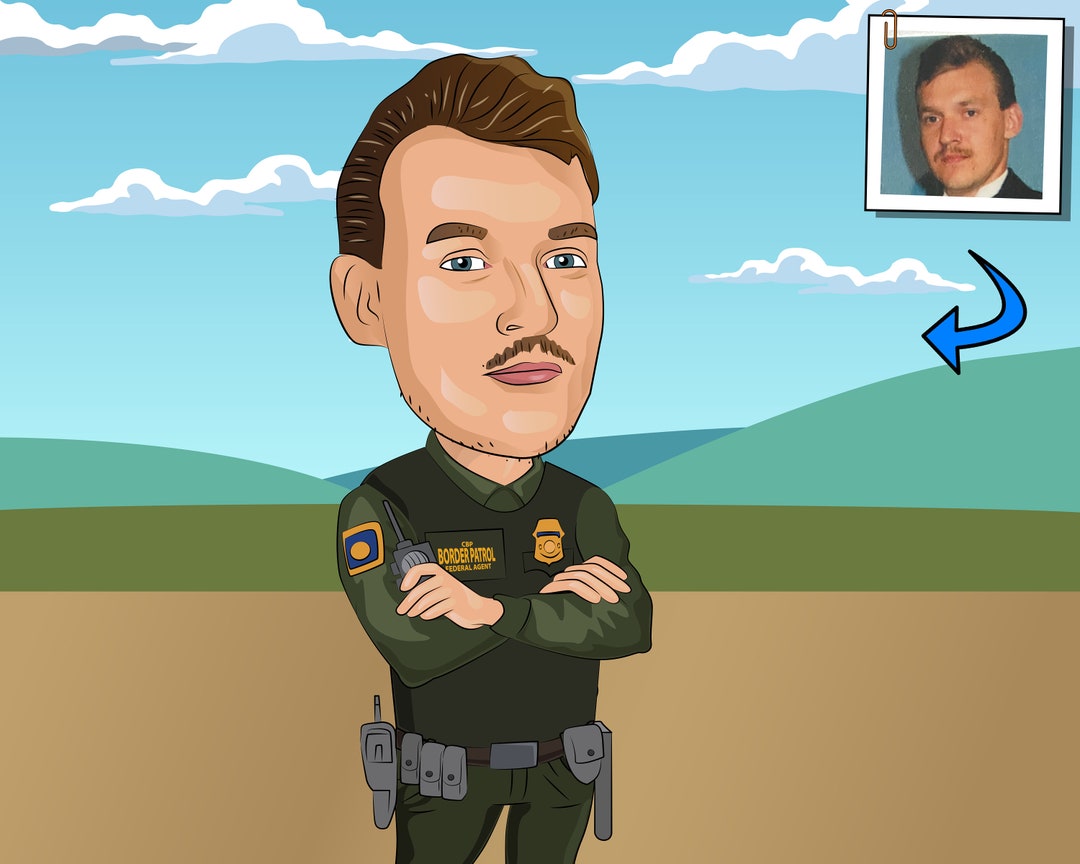 Border Patrol Agent Gift - Custom Caricature From Photo / Federal Agent ...